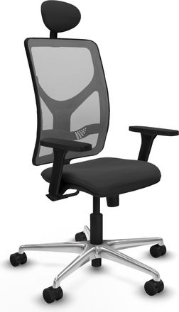 Piqueras y Crespo B&uuml;rostuhl, grau, mit 3D-Armlehnen, h&ouml;henverstellbarer Lendenwirbelst&uuml;tze und festem Kopfteil, ausgestattet mit 3 Positionen und Schneideschaum, Grau/D