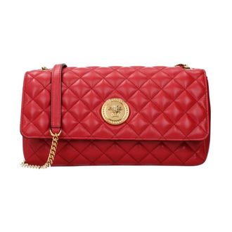 Versace Femme, Sacs, Rouge, Taille: ONE Size Sac bandouli&egrave;re en cuir avec cha&icirc;ne