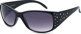 styleBREAKER Lunettes de soleil pour femmes en forme de papillon avec strass et dégradé, monture en plastique pleine 09020055, Monture noire/verre dégradé gris-vio