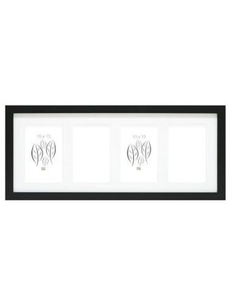 Deknudt Frames Cadre photo avec passe-partout pour 4 photos 10x15cm - Noir - Bois MDF - Multivue - Collage - pour accrocher ou poser - 23x53cm - S66KA4 10x15