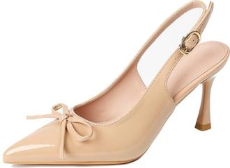 Generic Qynthra Escarpins Compensés à Talon Kitten Femme à Bout Pointu Cuir Verni Design à Noeud Escarpins Courts Tenue de Travail Élégante Rendez-Vous Usage 