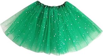 Generic Jupe Paillette Femme Short Sequin Jupe Tutu avec Paillettes Trois &Eacute;toiles pour Danse Adultes, Jupe Mesh pour Performance