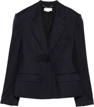 Stella McCartney Femme, Vestes, Bleu, Taille: 34 FR Blazer Tailleur Bouton Unique