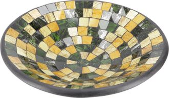 Guru Shop Runde Mosaikschale, Untersetzer, Dekoschale, Handgearbeitete Keramik & Glas Obst Schale - Design 23, Size:klein (&Oslash; 29 cm)