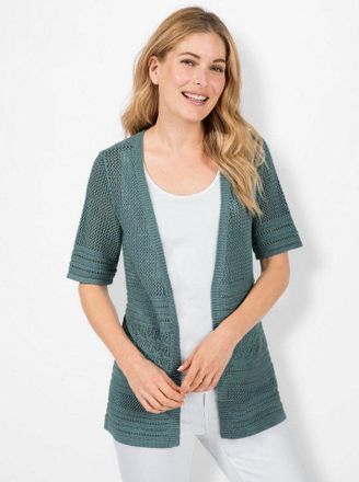Witt Strickjacke Strickjacke Kurzarm Ajour, Links-Strick