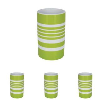 Spirella Tube Streifen Becher, gr&uuml;n (Packung mit 4)