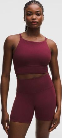 lululemon Brassi&egrave;re Focuser &agrave; encolure haute Maintien l&eacute;ger, bonnets C et D pour Femmes - Burgundy - Taille 2XS