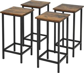 Costway 4er Set Barhocker, Barstuhl Vintage, Tresenhocker mit Fussstuetze, Bistrohocker, Sitzhocker, Kuechenhocker, Arbeitshocker, Hocker fuer