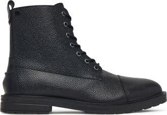 Tommy Hilfiger Schn&uuml;rschuhe Tommy Hilfiger Cleated Hilifger Scotch Lth Boot FM0FM06081 Schwarz