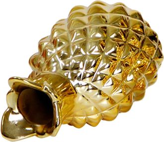 DOITOOL Keramikvase Goldfarben mit Ananas Motiv Dekorative Blumenvase für Innenräume Kleine bis Mittlere Modernes Design Robust und Vielseitig für Wohnzimmer 