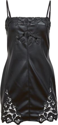 Fleur du Mal Guipure-Minikleid aus veganem Leder - Schwarz