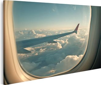 Islandburner Bild auf Leinwand Szenischer Flugblick aus dem Flugzeugfenster: Wolken, Fl&uuml;gel, Abendlicht, Reiseinspir Bilder Wandbilder Poster