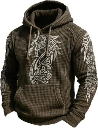 Generico Moche Sweatshirt &agrave; capuche pour homme en peluche douce avec motif musculaire en flanelle spongieuse type sherpa chaud avec poignets c&ocirc;tel&eacute;s, U - Caf&eacute;,