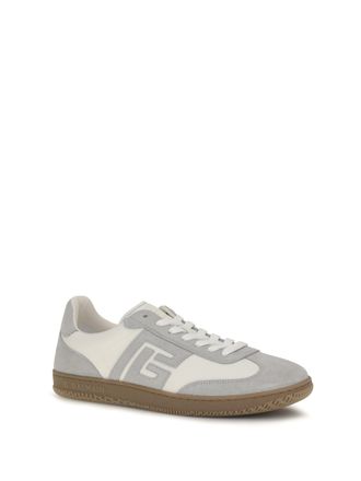 Balmain Mens Swan Sneakers Suede And Smooth Leather Gris Clair-Blanc Clair/blanc