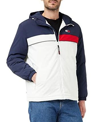 Tommy Jeans TJM Color Block Padded Chicago DM0DM14450 Vestes rembourr&eacute;es, Bleu (Twilight Navy/Multi), L Homme