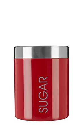 Premier Housewares Emaillierter Zuckerbehälter, lila, edelsthal, emaille, rot, 10x10x13