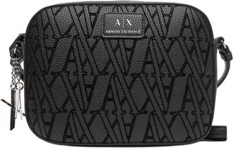 A|X Armani Exchange Femme, Sacs, Noir, Taille: ONE Size Bandouli&egrave;re Monogramme Floqu&eacute;