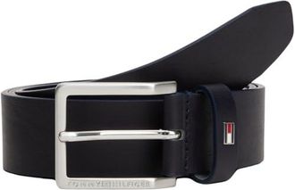 Tommy Hilfiger Ceinture Homme Oliver avec Drapeau en Cuir, Bleu (Space Blue), 80 cm
