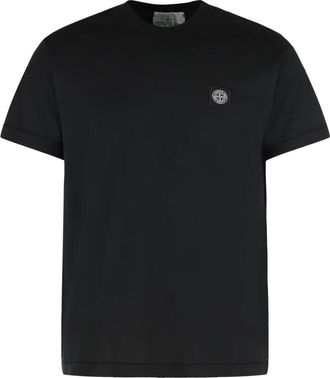 Stone Island Homme, Tops, Noir, Taille: M T-shirt Slim &agrave; Manches Courtes avec &Eacute;cusson Compass