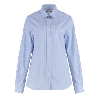 Moschino Femme, Blouses et Chemises, Bleu, Taille: 40 FR Chemise en coton rayé