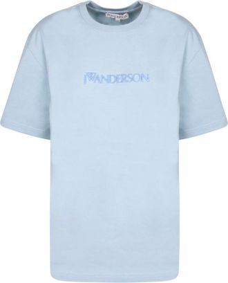 J.W.Anderson Femme, Tops, Bleu, Taille: 38 FR Flocked Logo T-Shirt