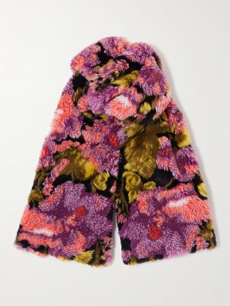 Dries Van Noten Schal Aus Plüschmaterial Mit Blumenprint - Pink