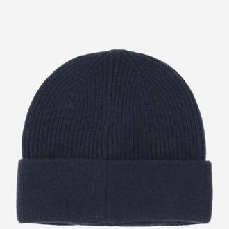 Autry Mens Wool Blend Beanie With Logo Navy Polyacrylic Hat