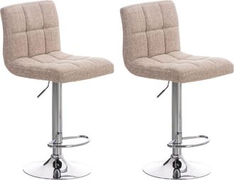 Clp 2er Set Barhocker Peru Mit Stoffbezug I Drehbare, Höhenverstellbare Barstühle Mit Lehne & Metallgestell In Chrom-Optik, Farbe:Creme