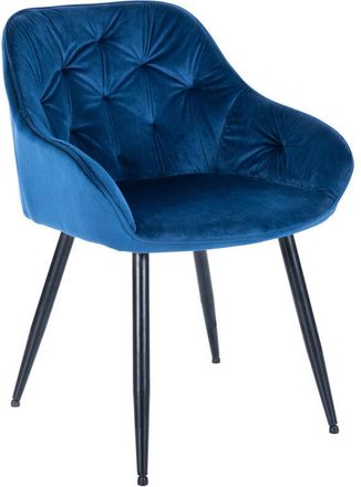 Clp Chaise de salle &agrave; manger Cassis en Velours avec Pi&egrave;tement en M&eacute;tal noir Velours Bleu