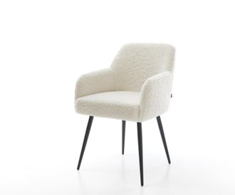 DELIFE Esszimmerstuhl Greg-Flex Teddy Beige 4-Fu&szlig; konisch Schwarz Taschenfederkern, Esszimmerst&uuml;hle