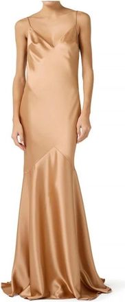 Elisabetta Franchi Femme, Robes, Beige, Taille: 40 FR Red Carpet Satin Gown