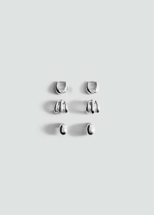 Mango Set boucles doreilles combin&eacute;es argent - Femme - Taille unique - MANGO
