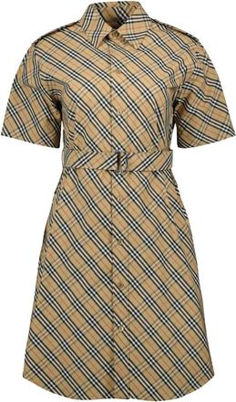 Burberry Femme, Robes, Beige, Taille: 38 FR Checked Cotton Shirt Dress