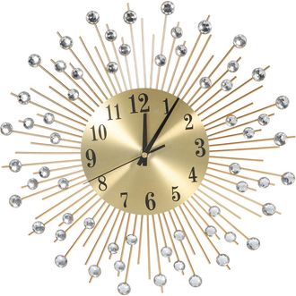 Amosfun Diamantuhr Moderne Wanduhr F&uuml;r Wohnzimmer Dekorative Uhr Mit Diamanten Leise Quarzuhren Stilvolle Metallkunstuhr Zur Zimmert&uuml;rdeko