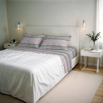 Italian Bed Linen Bettw&auml;scheset River f&uuml;r Doppelbett aus Baumwolle und recycelten Fasern, Design: Rio Gold, gefertigt in Italien