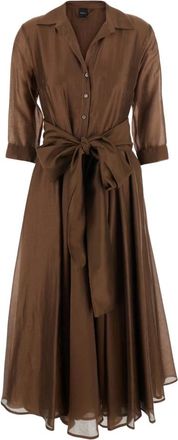 Pla&icirc;n Plain, Femme, Robes, Brun, Taille: 38 FR Robe Midi L&eacute;g&egrave;re en Lyocell