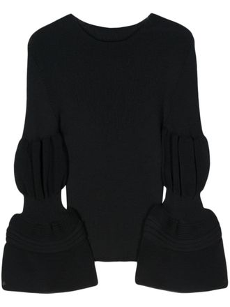 Issey Miyake Fein geripptes Oberteil - Schwarz