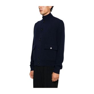 Lardini Homme, Pulls, Bleu, Taille: 2XL Cardigan en maille &agrave; empi&egrave;cements