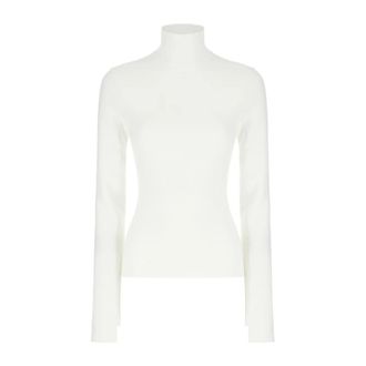Courr&egrave;ges Interlock Mockneck Pullover - - Knitwear - Damen - Wei&szlig; - M