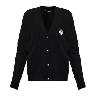 Palm Angels Woll Cardigan mit aufgen&auml;htem Logo - - Knitwear - Herren - Schwarzk - L