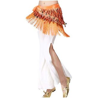Generic Ceinture &eacute;Lastique Femme - Ceinture de Danse Femmes avec Perles et Paillettes pour Costume Tassels &Eacute;charpe Hanche Ventre