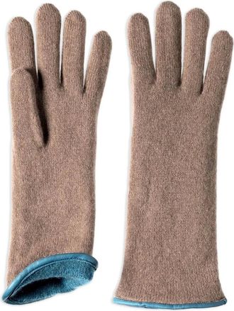 Restelli Handschuhe mit Lederbesatz - Nude