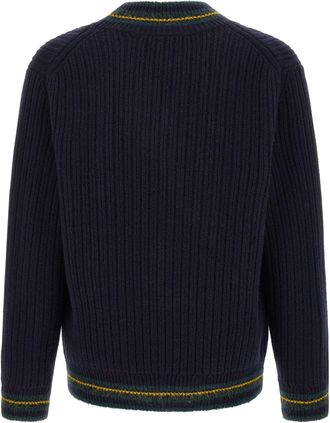 Lacoste Ribbed Wool-Alpaca Blend Sweater - Navy