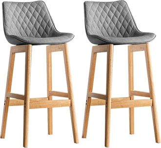 Generic Barhocker, Tresenst&uuml;hle aus Kunstleder im Landhausstil, K&uuml;chenbarhocker mit Holzbeinen und Fu&szlig;st&uuml;tze, Tragkraft 150 kg