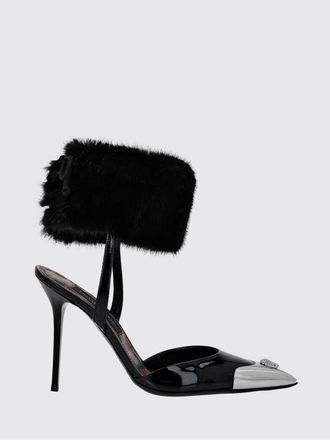 Philipp Plein Escarpins slingback en cuir verni avec Skull et talon aiguille