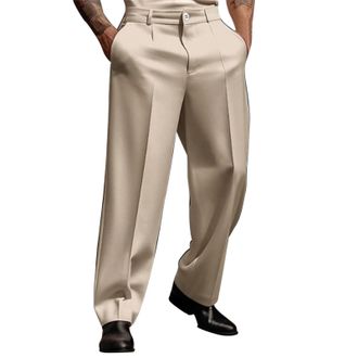 Generic Freizeithose Herren - Einfarbige Schlichte gerade Business Anzughose f&uuml;r Herren formelle Elegante B&uuml;rohose atmungsaktivem Stretch Stoff