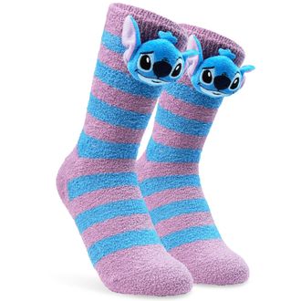 Disney Stitch Kuschelsocken Damen Gr&ouml;&szlig;e 35-41 Warme Winter Stoppersocken Rutschfest, Geschenke f&uuml;r Frauen & Teenager (Blau/Pink Stitch)