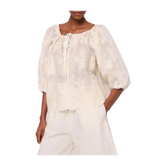 Gaud&igrave; Femme, Blouses et Chemises, Beige, Taille: 40 FR Blouse en mousseline