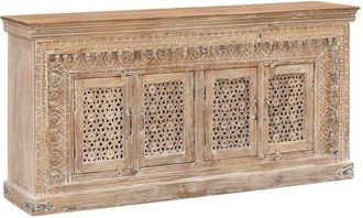 Les Tendances Buffet en bois de manguier blanchi 4 portes Alambia 180cm