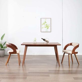 vidaXL Esszimmerst&uuml;hle 2 Stk. Creme Bugholz und Kunstleder - Vidaxl